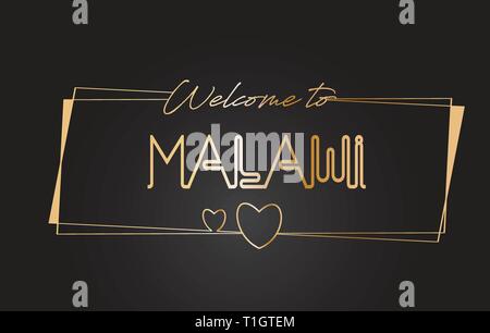 Malawi Welcome To Word Text with Handwritten Font and Pink Heart Shape ...