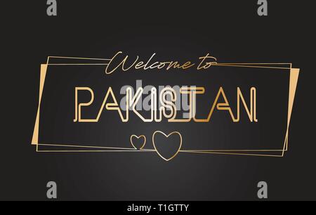 Pakistan Welcome To Word Text with Handwritten Font and Golden Texture ...
