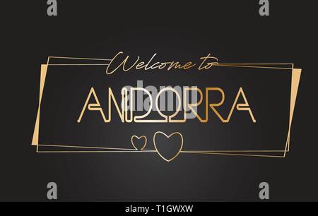 Welcome to ANDORRA country text typography with red love heart and ...