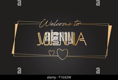 Vienna Welcome To Word Text with Handwritten Font and Red Hearts Square ...