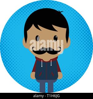 cartoon round avatar picture vector art illustration Stock Vector Image ...