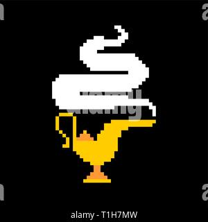 Genie pixel art. Magic gold lamp 8 bit. Eastern tale 8bit Stock Vector ...
