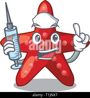 Doctor red starfish isolated with the character vector illustration ...