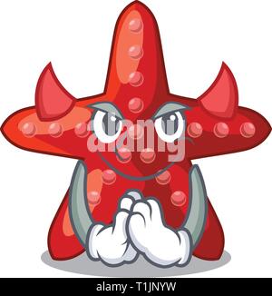Angry red starfish in the cartoon shape vector illustration Stock ...