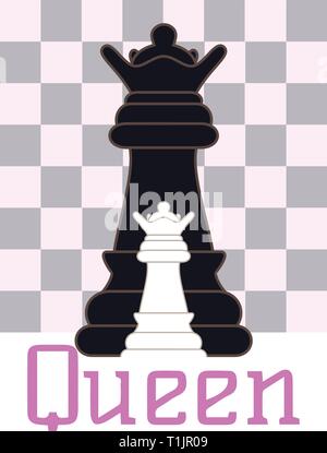 Black chess queen white flat icons on color rounded square backgrounds ...