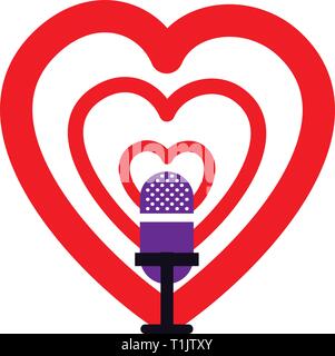 Heart waves around old style microphone Stock Vector Image & Art - Alamy