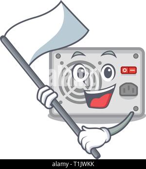 Finger cartoon power supply on the computer vector illustration Stock ...