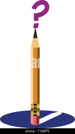 Pencil question mark isolated. Vector illustration. Question symbol ...