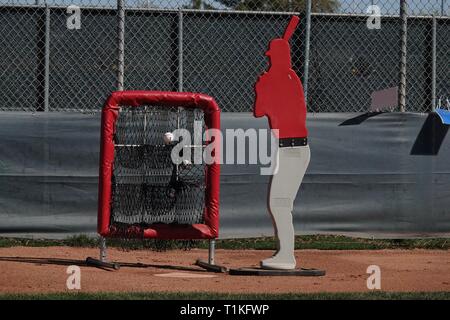 A cutout of a batter standing at home plate for pitchers to use while ...