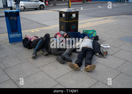 Homeless people sleeping on the street in Lisbon, Portugal Stock Photo ...