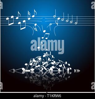 Music vector background with falling musical notes. Music vector ...