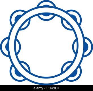 Carnival tambourine icon flat vector. Music drum. Leather sound Stock ...