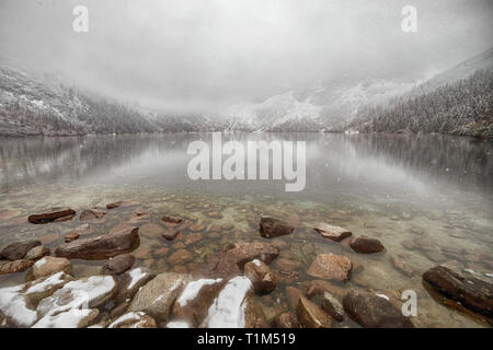 mountain lake in winter. Morske Oko. Poland Europe Stock Photo - Alamy