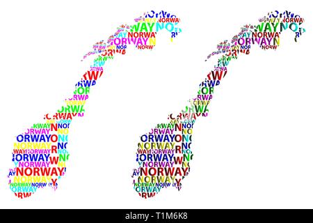 Sketch Norway letter text map, Kingdom of Norway - in the shape of the ...
