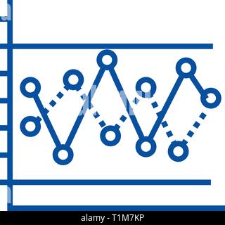 Line Graph with Points. Flat Vector Icon illustration. Simple black ...