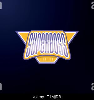 Sport emblem typography. Super boss hero logotype sticker for your t ...