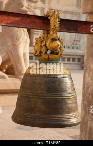 Bell, Ananda temple, Old Bagan village area, Mandalay region, Myanmar ...