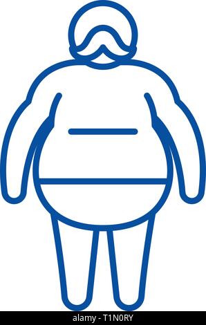 Fat man line icon concept. Fat man flat vector symbol, sign, outline ...