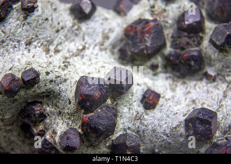 Druse of crystals garnet stone close-up from Tyrol, Austria Stock Photo ...