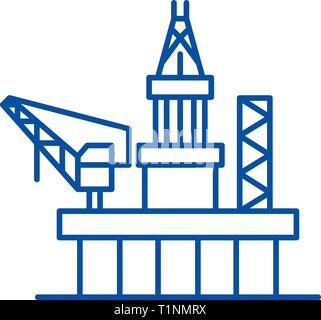 Offshore engineering concept icon. Oil rig maintenance work. Marine ...