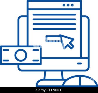 pay per click line icon, outline symbol, vector illustration, concept ...