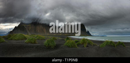 Colorful panorama of the Stokksnes headland on southeastern Icelandic ...