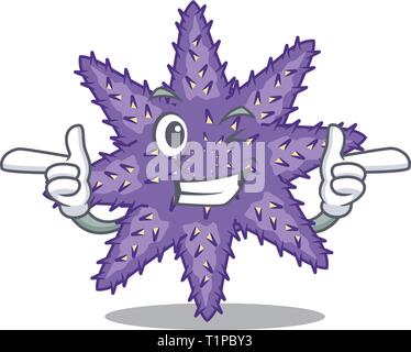 A vector illustration of a winking purple animal cartoon character ...