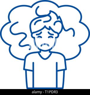 Concern line icon, vector. Concern outline sign, concept symbol, flat ...