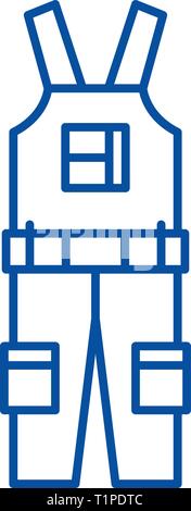 Work overall line icon concept. Work overall flat vector symbol, sign ...