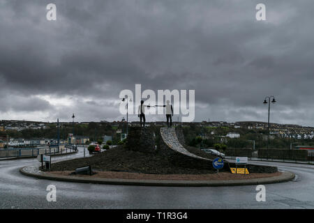 The "Hands Across the Divide" sculpture in Derry, Northern Ireland. The ...