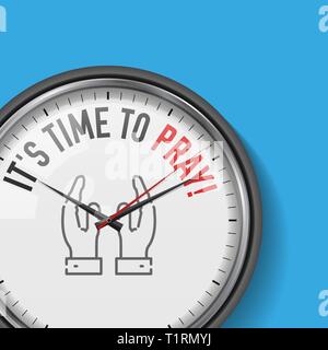 Time to Pray vector logo. Praying Hands Icon with clock Stock Vector ...
