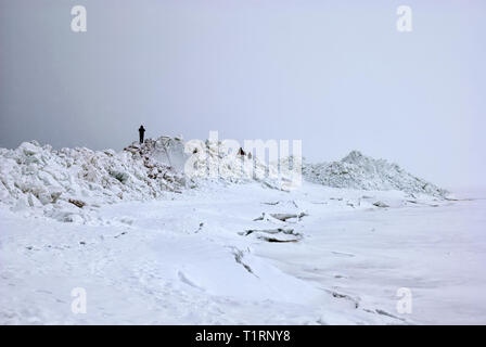 Pressure ridges on The Gulf of Finland on the beach of Zelenogorsk Town ...