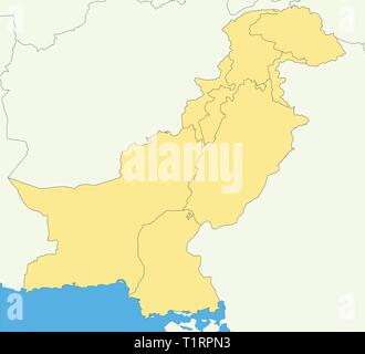 High quality political map of Pakistan and Afghanistan with borders of ...