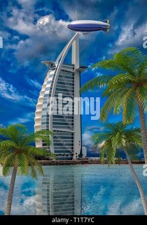 Blimp and palm trees Stock Photo - Alamy