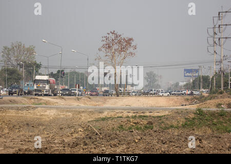 Chiangmai, Thailand - March 27 2019: Cement truck of Phadungrit company ...