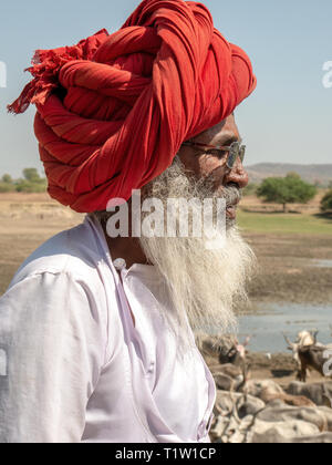 Rabari man in a rural village in the district of Kutch, Gujarat. The ...