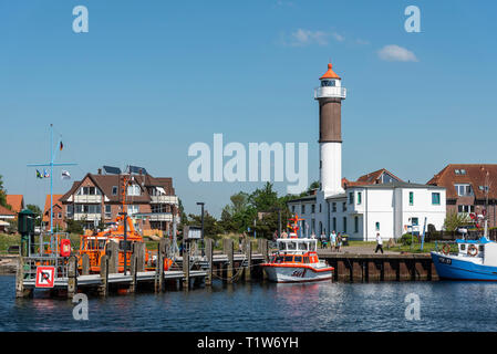 Harbor in Timmendorf with lighthouse, island Poel, Mecklenburg ...