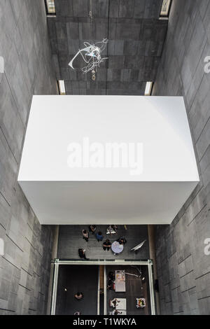 Blue and gray interior of modern tourist bus with passenger seats Stock ...