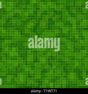 Abstract bright green square pixel tile mosaic wall background and ...