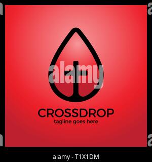 Cross Drop Logo - Christ Blood Logotype Stock Vector Image & Art - Alamy