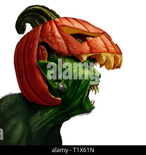 Monster head side view as a zombie face or mutant beast screaming as a ...