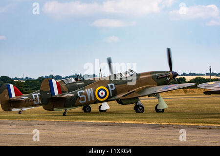 WW2 Battle of Britain Hawker Hurricanes rehearse for Empire Flying ...