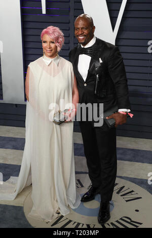 Terry Crews and Rebecca Crews attending the Vanity Fair Oscar Party ...