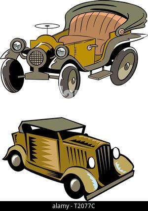 Retro car side view cartoon vector illustration Stock Vector Image ...