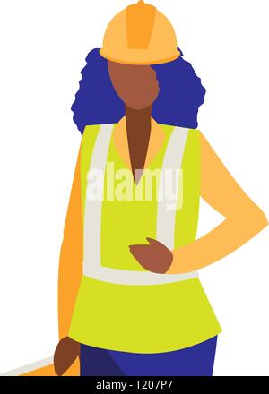 female industrial black worker character vector illustration design ...