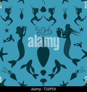 Ancient Greece mermaid carrying an amphora. Mediterranean mythology ...