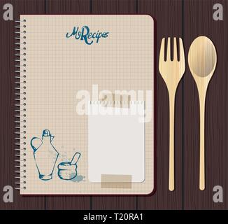 Blank adhesive note and wooden spoon on wood Stock Photo - Alamy