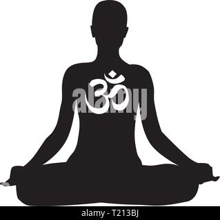 meditating person with OM symbol, logo Stock Vector Image & Art - Alamy