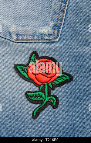 Red rose embroidered patch Stock Photo - Alamy