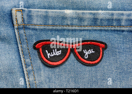Red sunglasses embroidered patch Stock Photo - Alamy